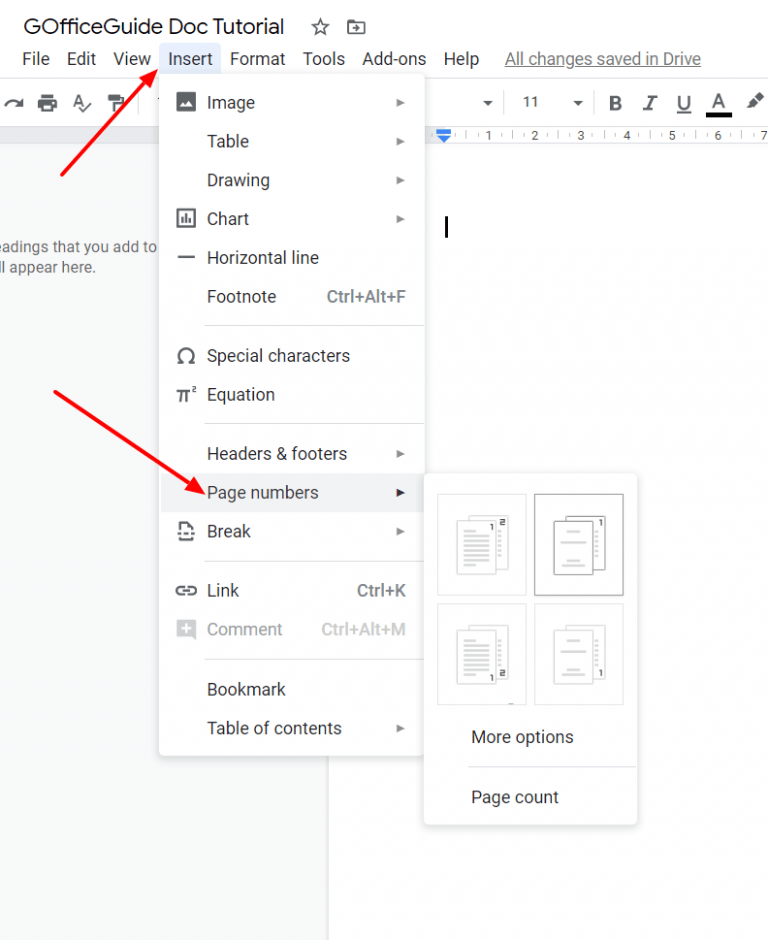 How To Add Page Numbers In Google Docs OfficeBeginner