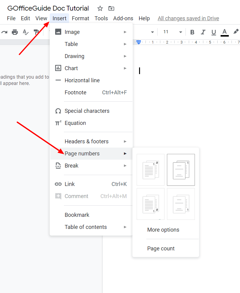How To Add Page Numbers In Google Docs OfficeBeginner