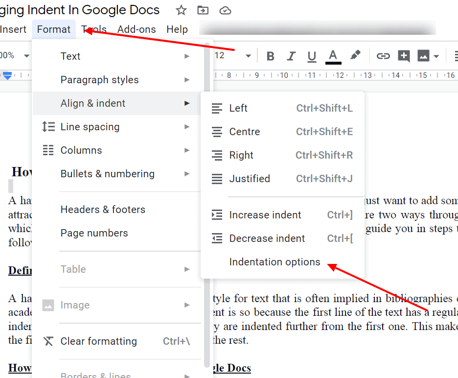 How To Create Hanging Indent In Google Doc OfficeBeginner