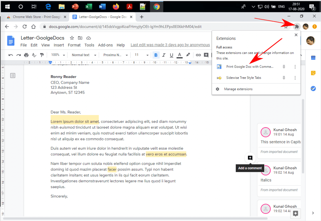 How To Print A Google Doc With Comments OfficeBeginner