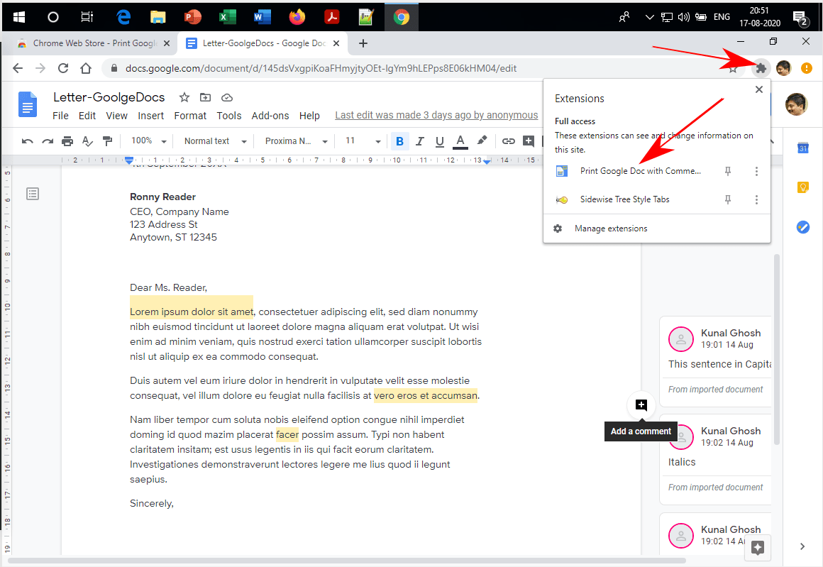 How To Print A Google Doc With Comments OfficeBeginner