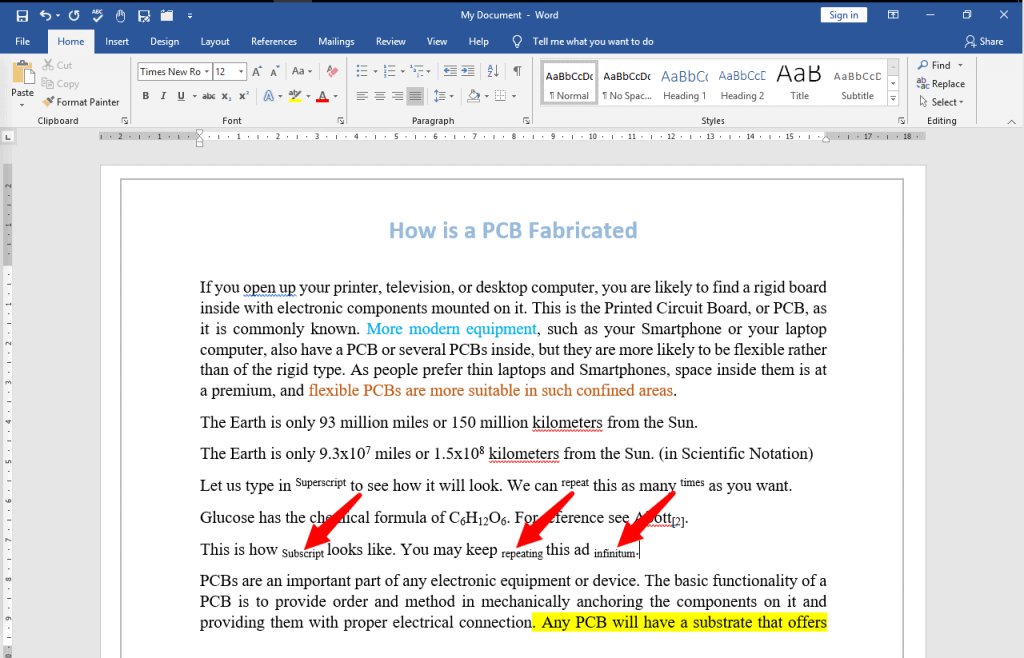How To Do Superscript And Subscript In MS Word OfficeBeginner
