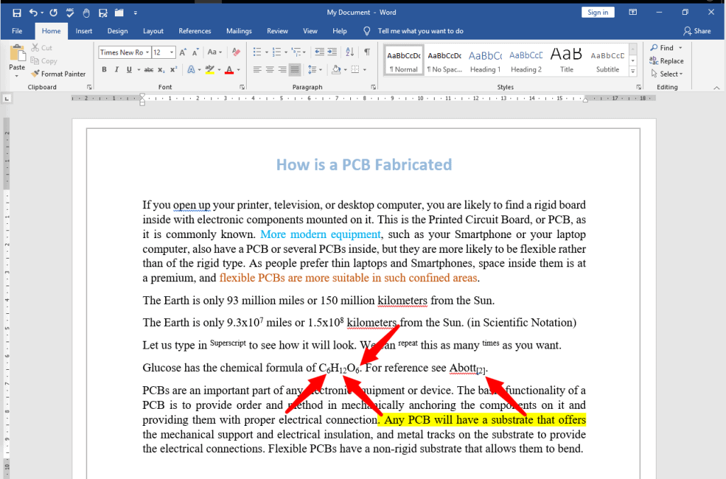 How To Do Superscript And Subscript In MS Word OfficeBeginner