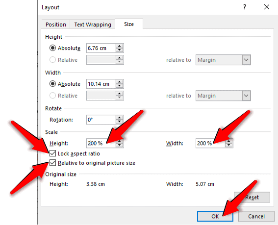 Word Document Image Size