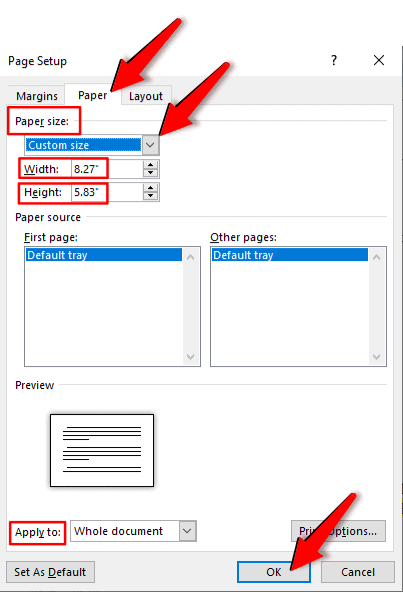 How To Setup Custom Page Size In Word Doc OfficeBeginner