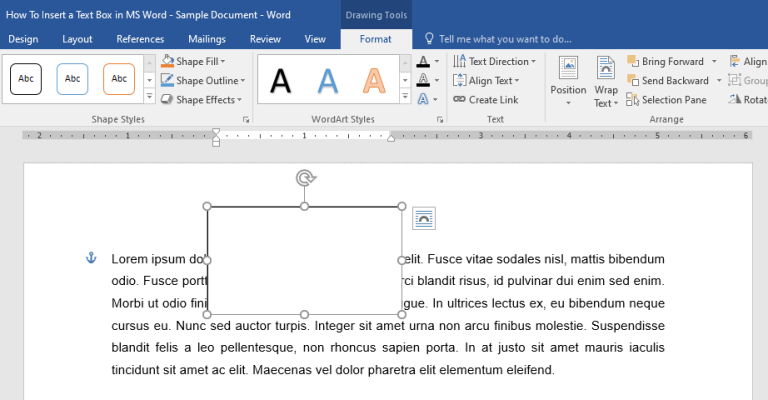 How To Insert A Text Box In MS Word OfficeBeginner