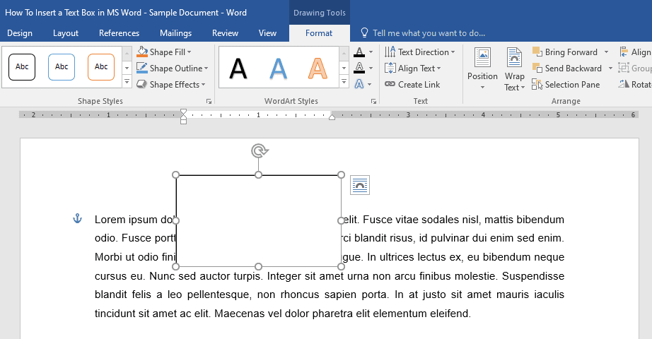 How To Insert A Text Box In MS Word OfficeBeginner