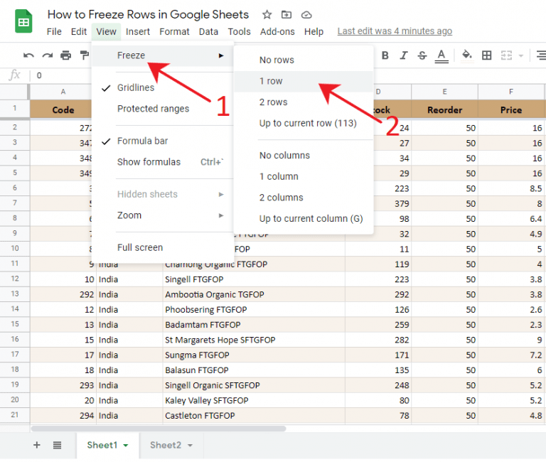 How To Freeze Rows In Google Sheets OfficeBeginner