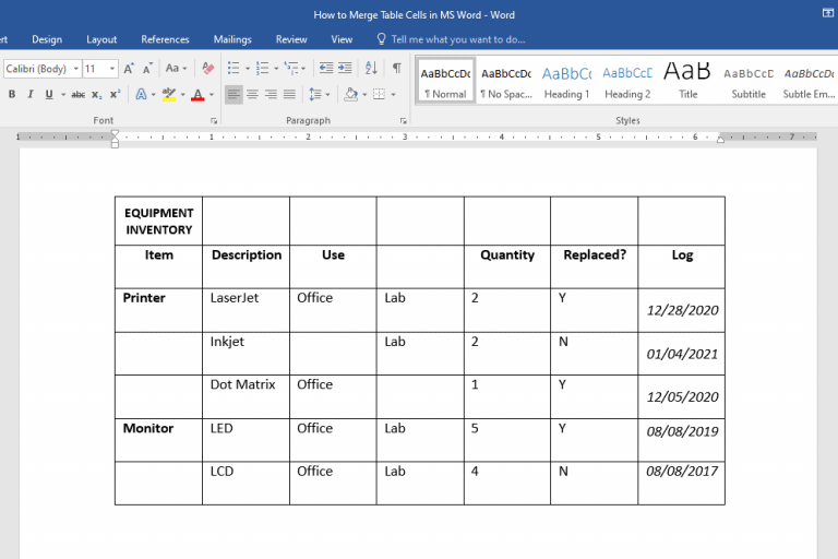How To Merge Table Cells In MS Word OfficeBeginner
