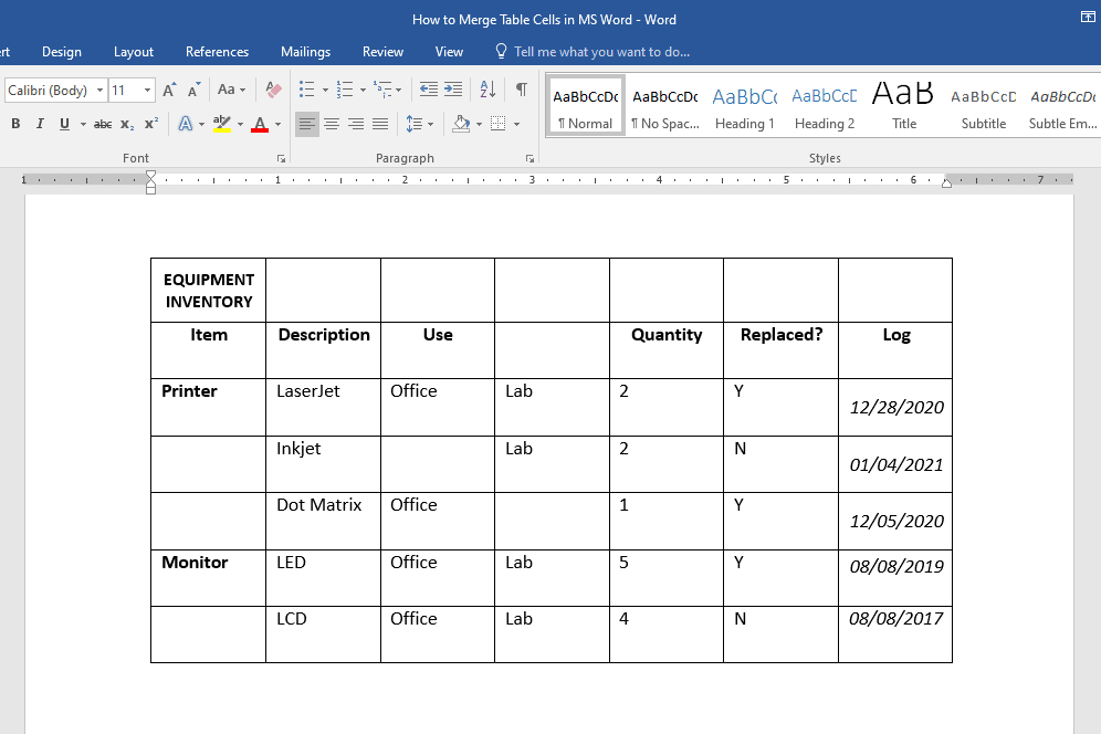 How To Merge Table Cells In MS Word OfficeBeginner