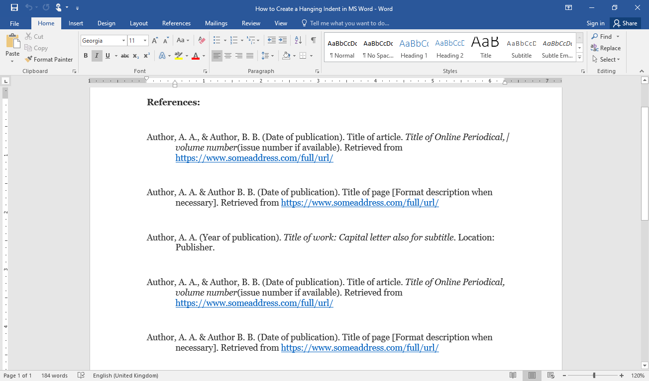 How To Create A Hanging Indent In MS Word OfficeBeginner