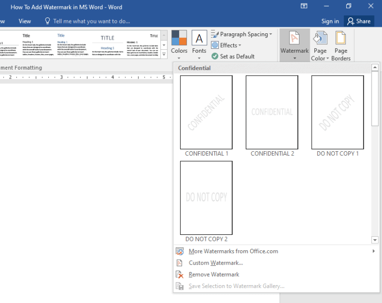 How to Add Watermark in MS Word - OfficeBeginner