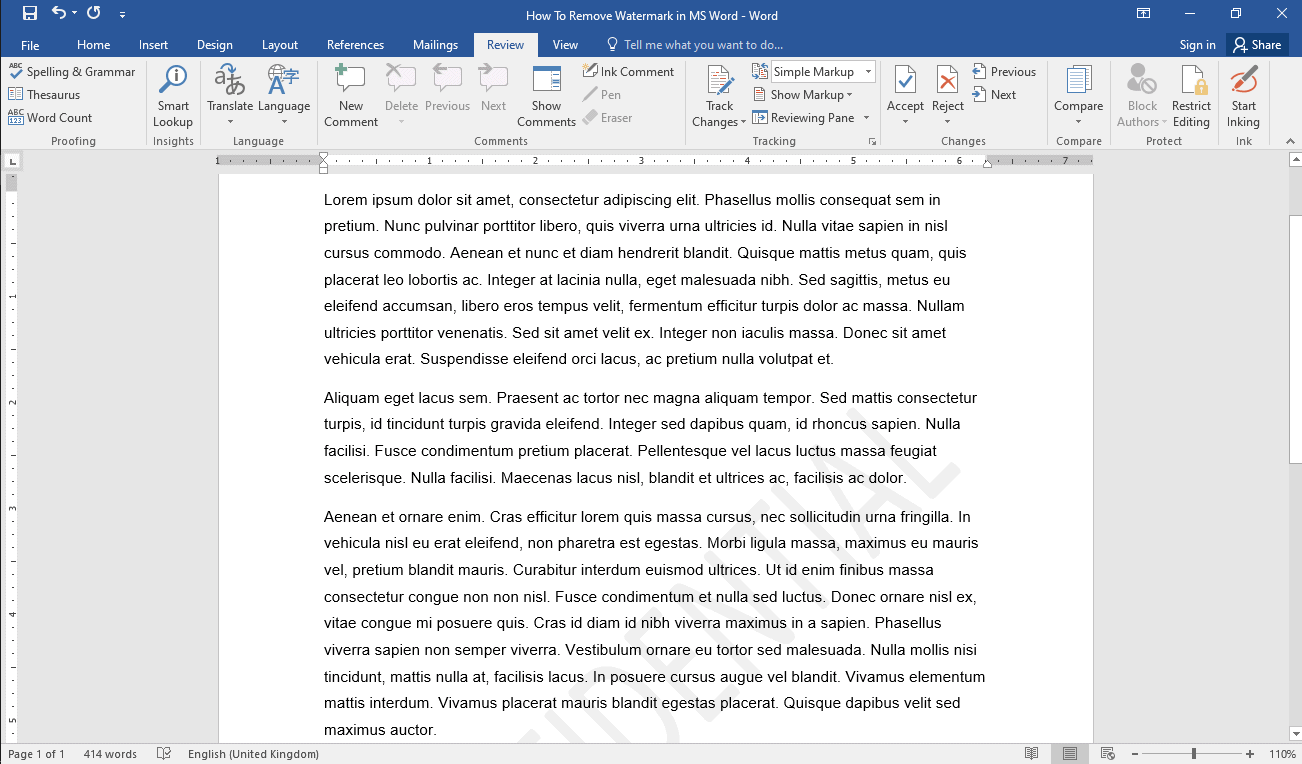 How to Remove Watermark in Word Document - OfficeBeginner