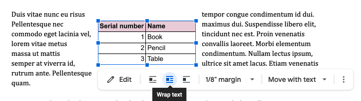 How To Wrap Text Around A Table In Google Docs