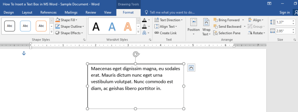 How To Insert A Text Box In MS Word OfficeBeginner