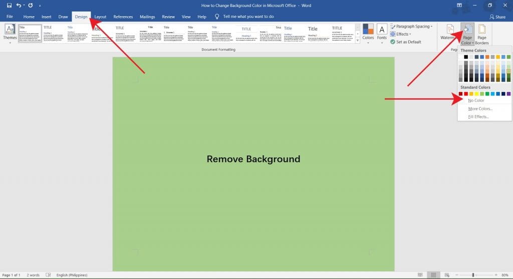 How To Change background color In MS Word OfficeBeginner