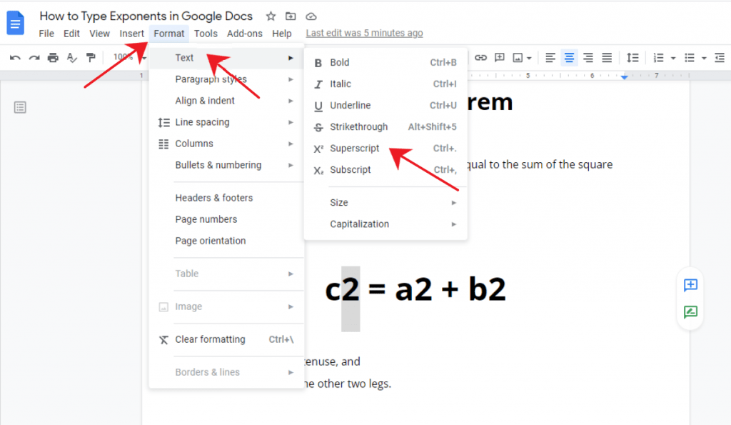 How To Type Exponents In Google Docs OfficeBeginner