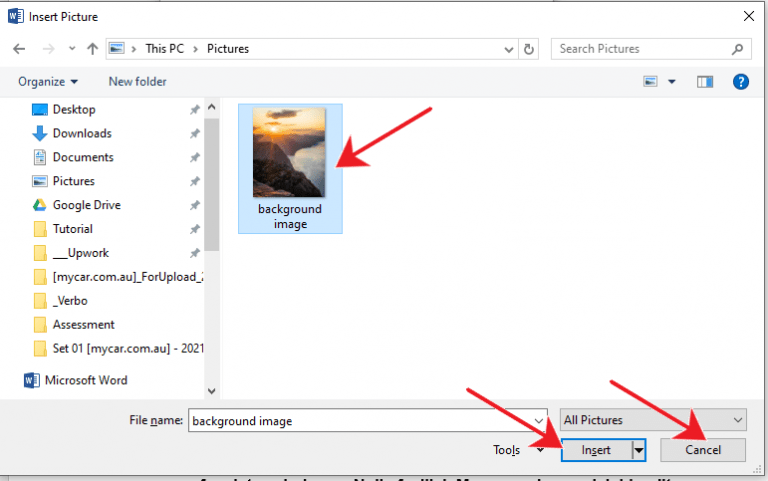 How to add background image in MS Word - OfficeBeginner