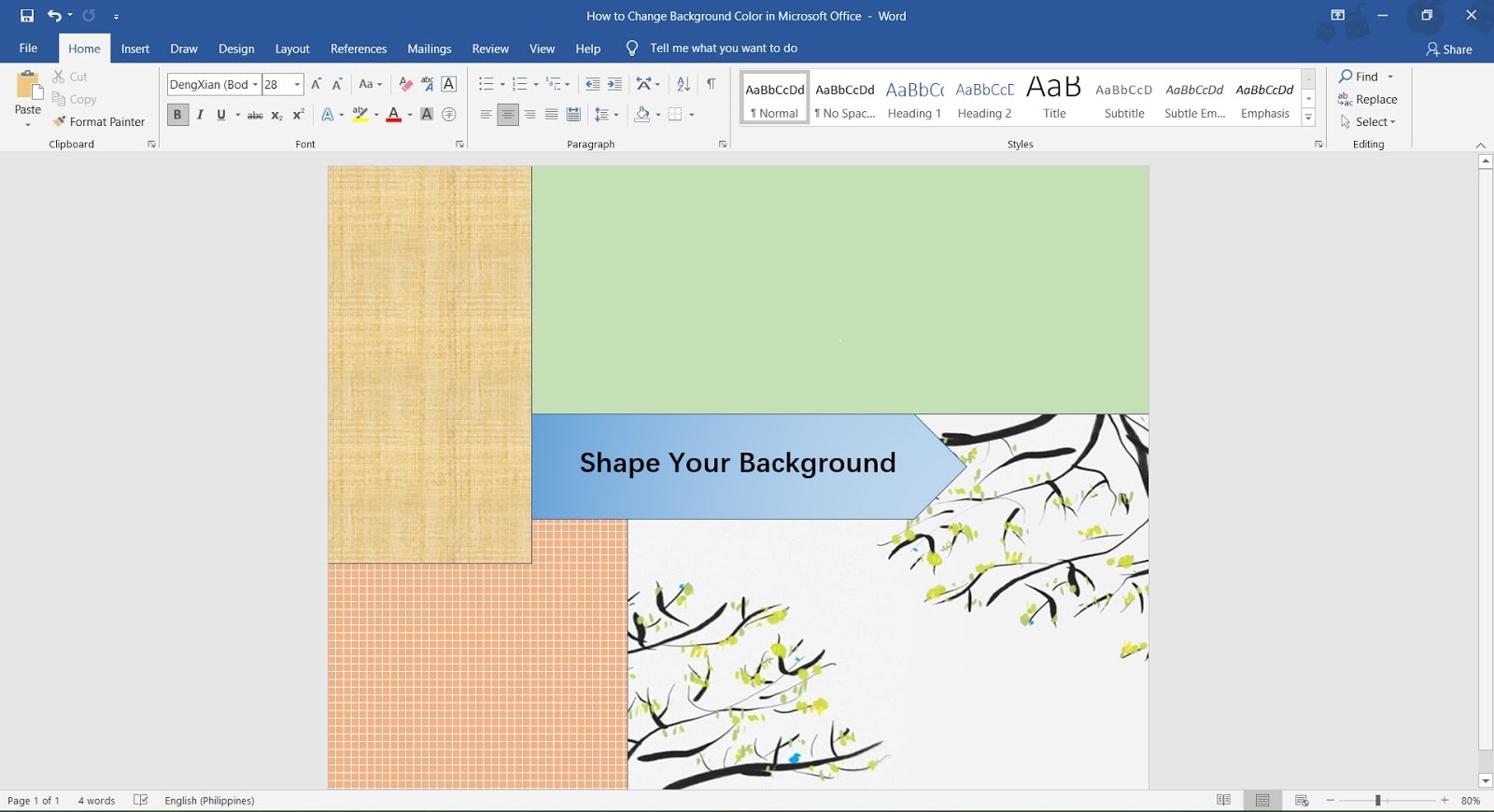 How To Change Background Color In MS Word OfficeBeginner