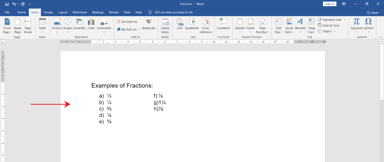 How To Type Fractions In MS Word OfficeBeginner