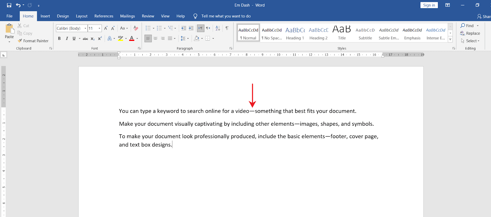 How To Insert An Em Dash In Word Document OfficeBeginner