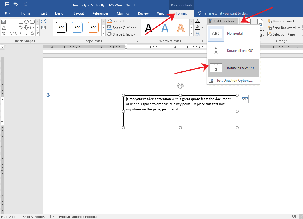 How To Type vertically In MS Word OfficeBeginner