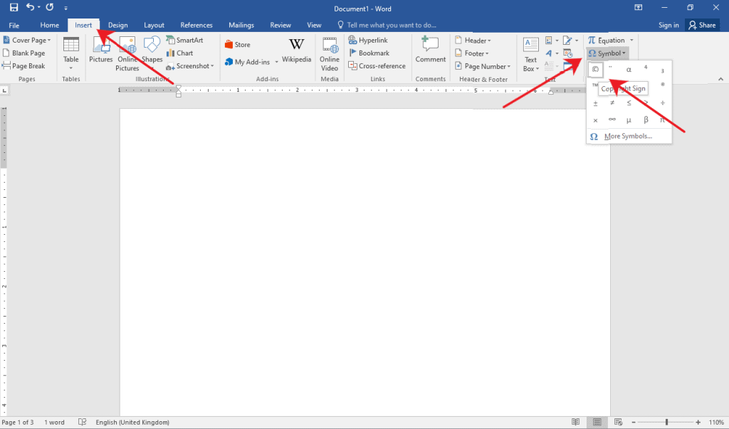 How To Insert The Copyright Symbol In MS Word OfficeBeginner