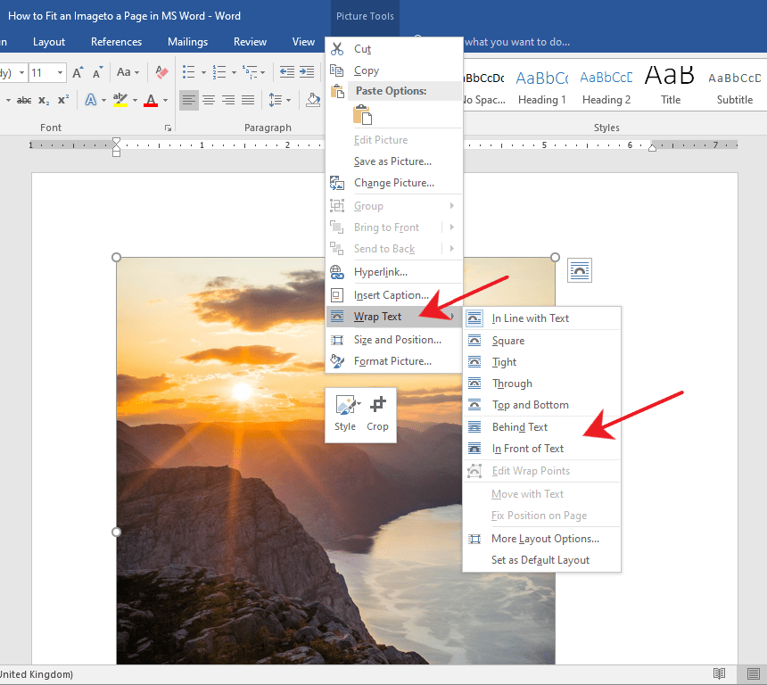 How To Fit A Picture To A Page In Word OfficeBeginner