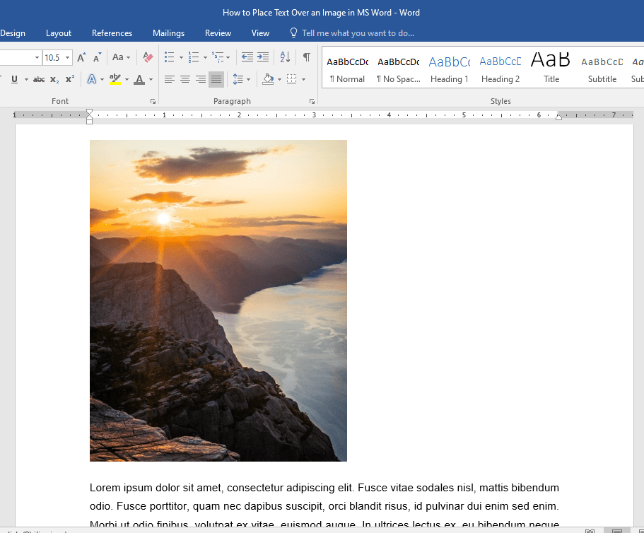 How To Place Text Over An Image In Word 