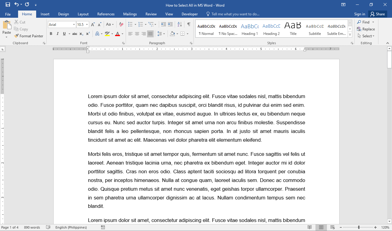 How to Select All in MS Word ? - OfficeBeginner