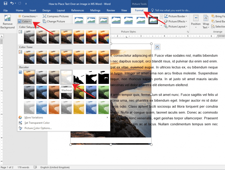 How To Place Text Over An Image In Word OfficeBeginner
