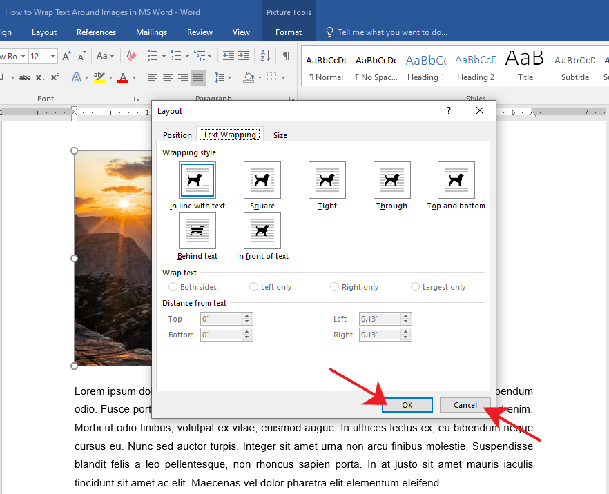How To Wrap Text Around Images In MS Word OfficeBeginner