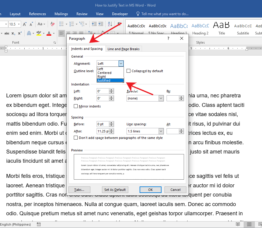 What Is Justified Text In Word
