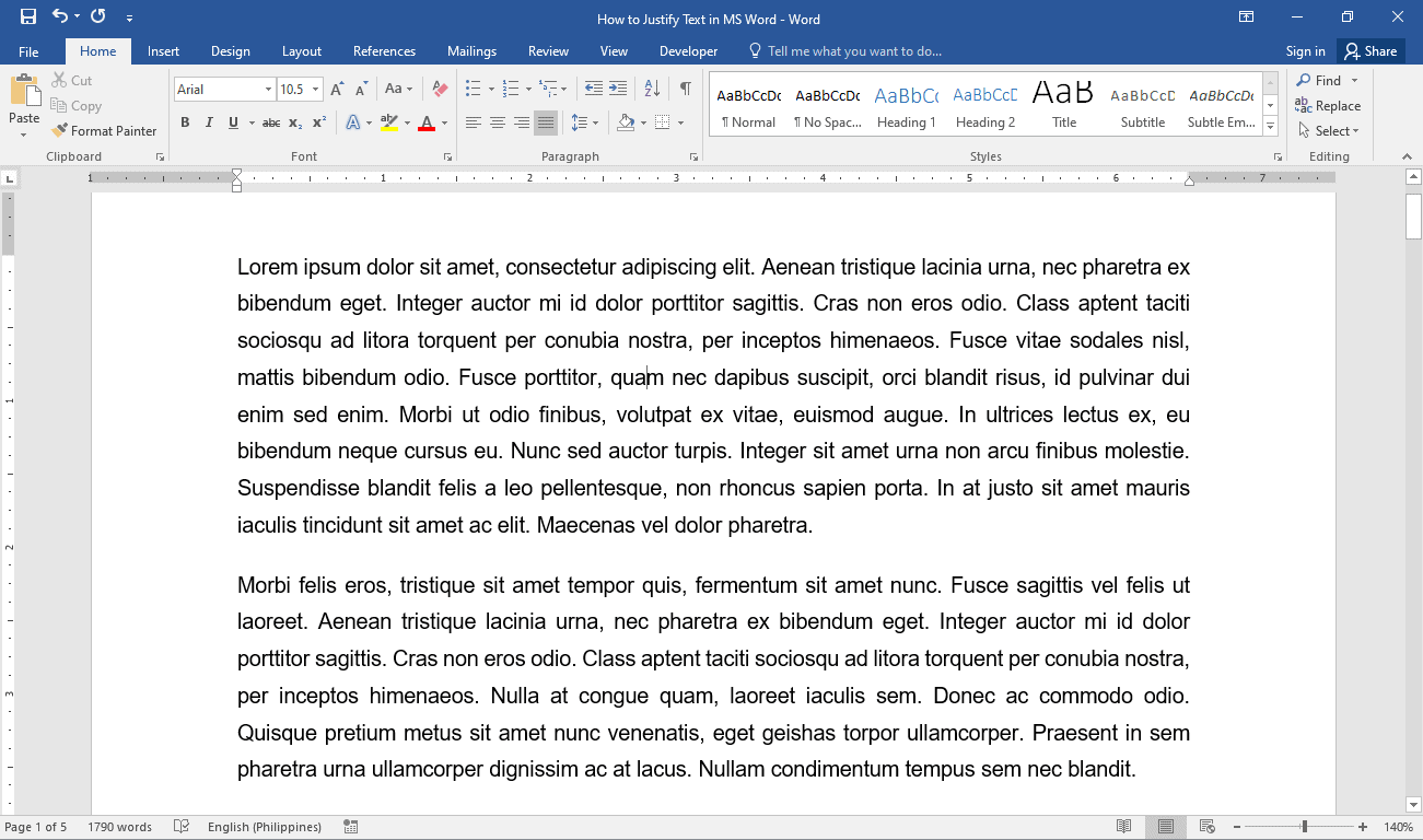 How To Justify Text In MS Word OfficeBeginner