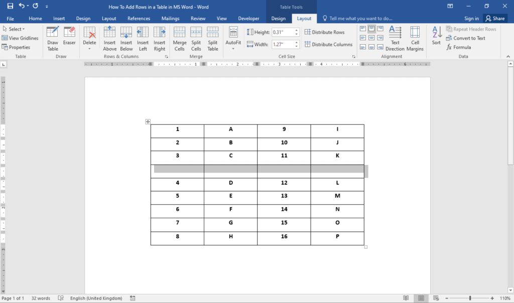 How To Add Rows In A Table In Word OfficeBeginner