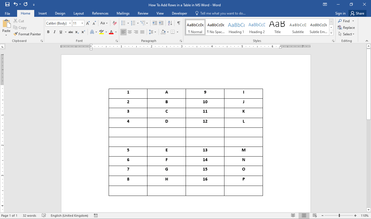 How To Add Rows In A Table In Word OfficeBeginner
