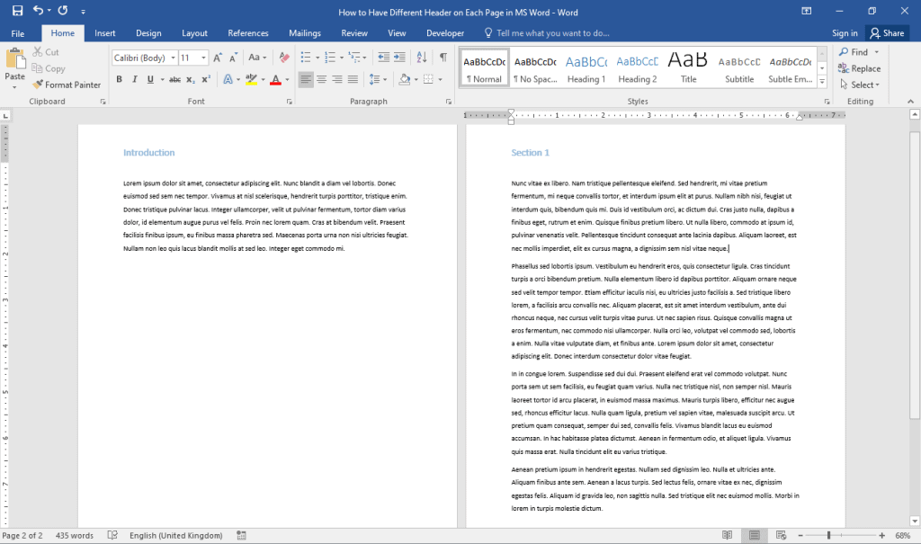 How To Have Different Header For Each Page In MS Word OfficeBeginner