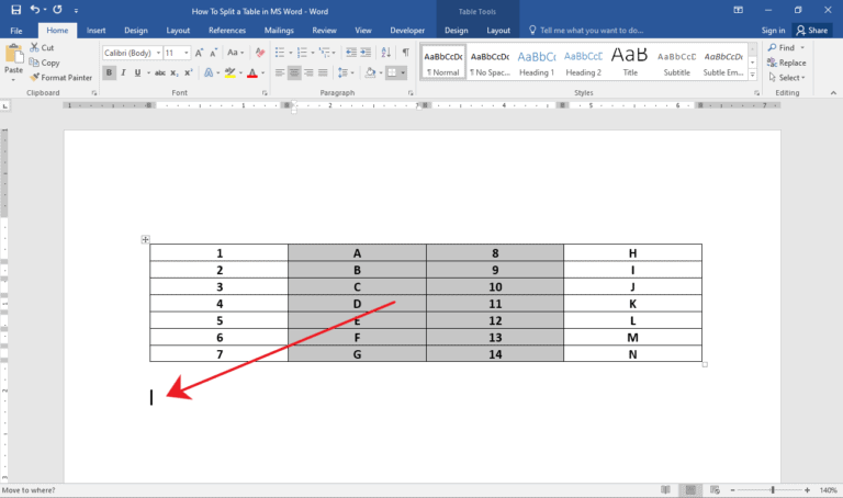 How To Vertically Split A Table In MS Word OfficeBeginner
