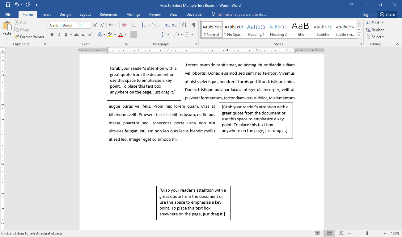 How To Select Multiple Text Boxes In MS Word OfficeBeginner