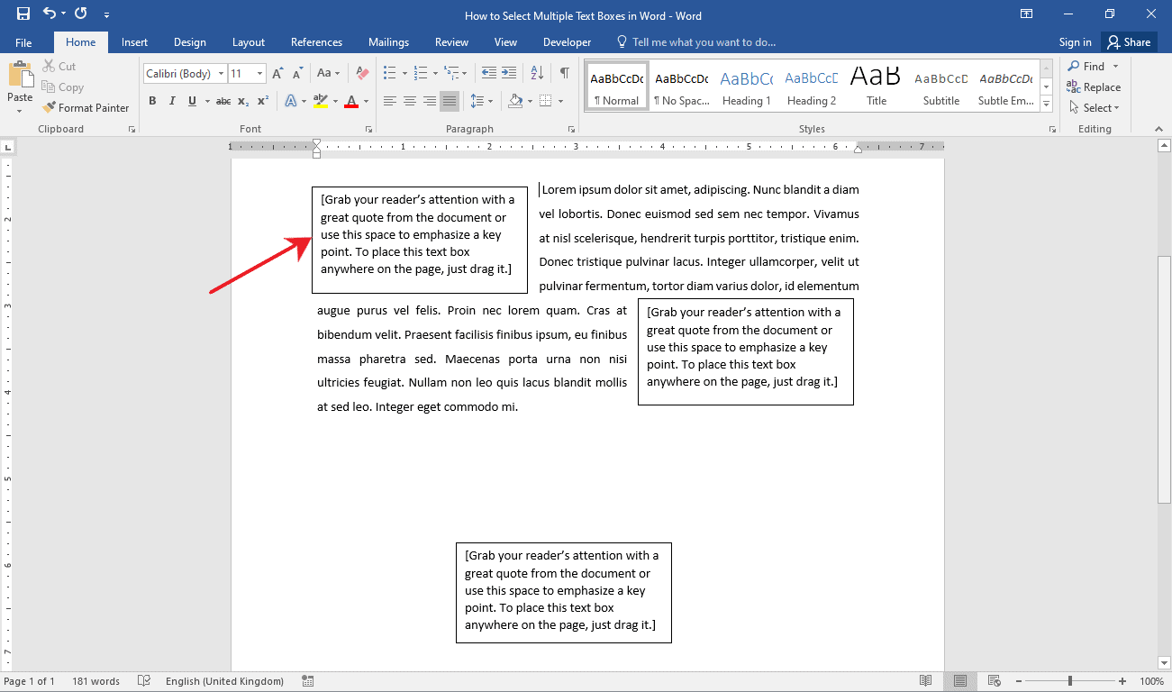 How To Select Multiple Text Boxes In MS Word OfficeBeginner