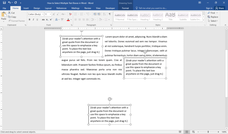 How To Select Multiple Text Boxes In MS Word OfficeBeginner