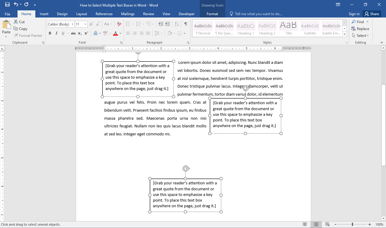 How To Select Multiple Text Boxes In MS Word OfficeBeginner
