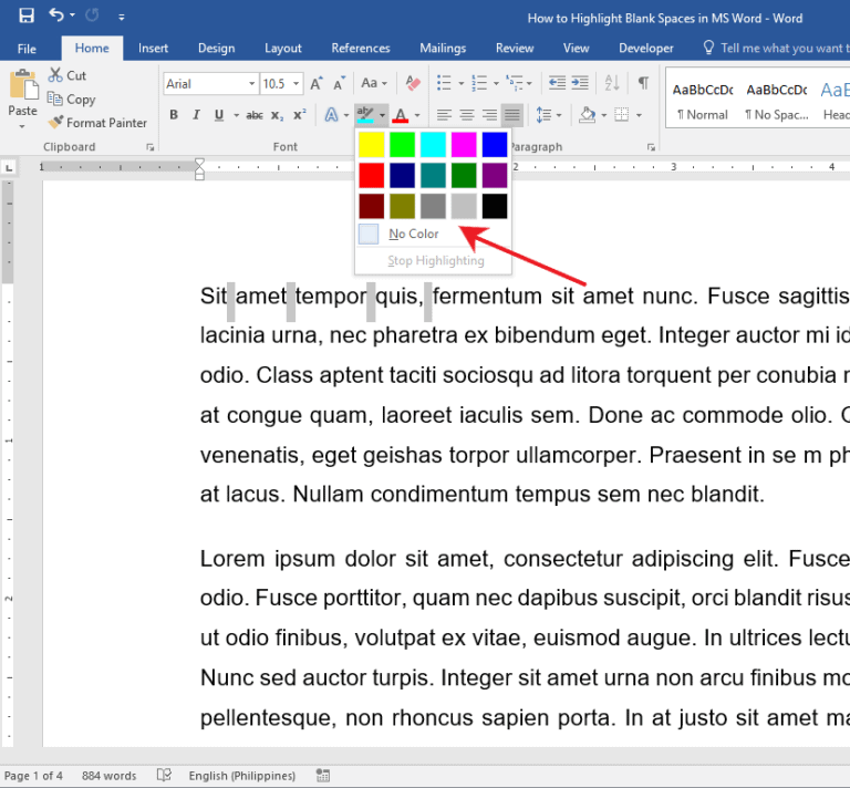 How To Highlight Blank Spaces In MS Word OfficeBeginner