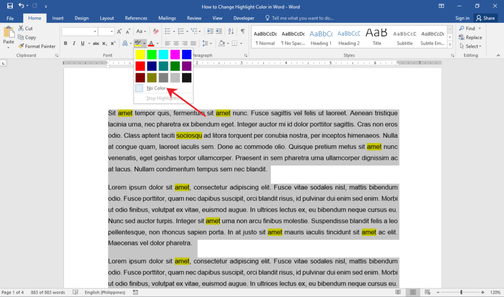How To Change The Highlight Color In MS Word OfficeBeginner