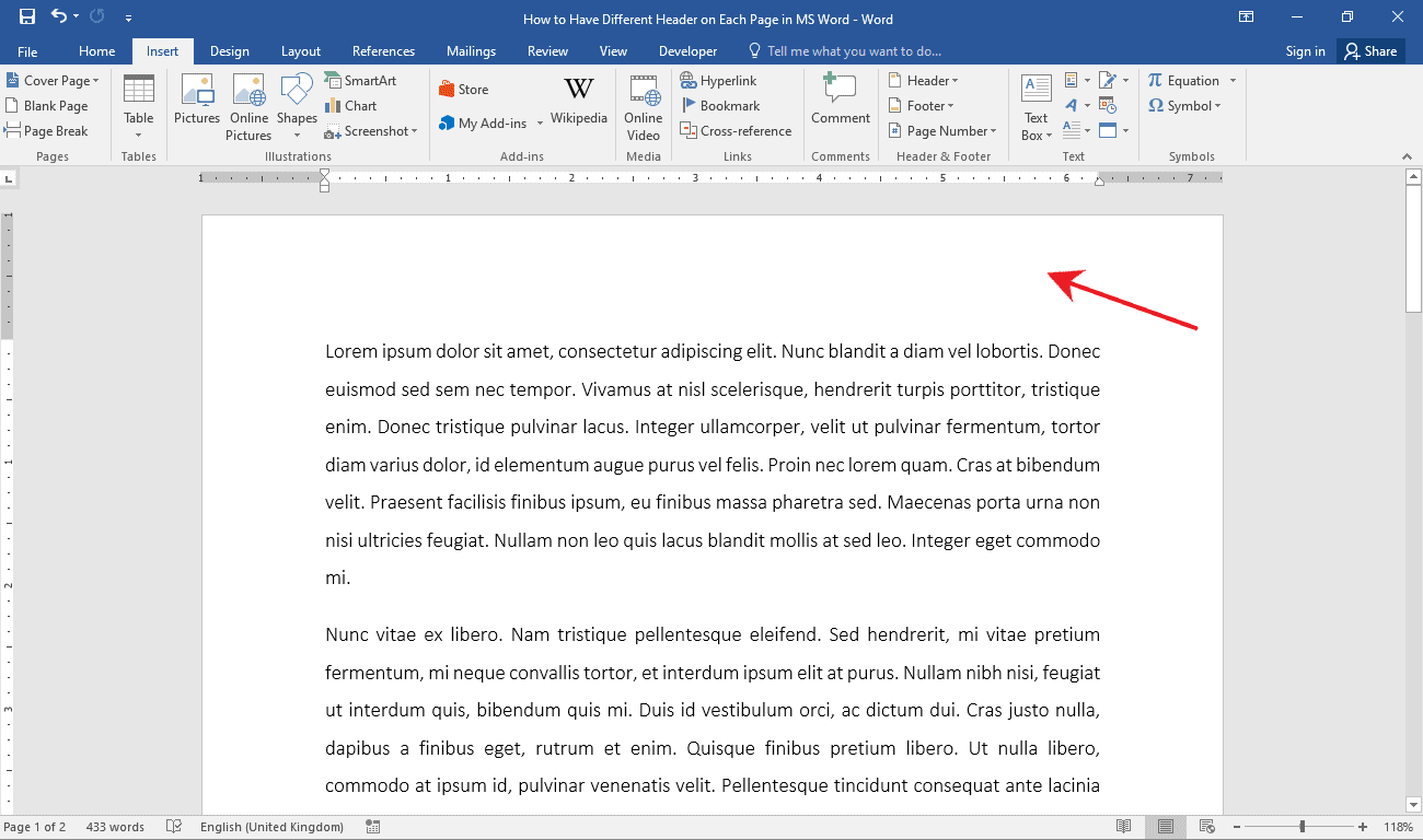  How To Have Different Header For Each Page In MS Word OfficeBeginner