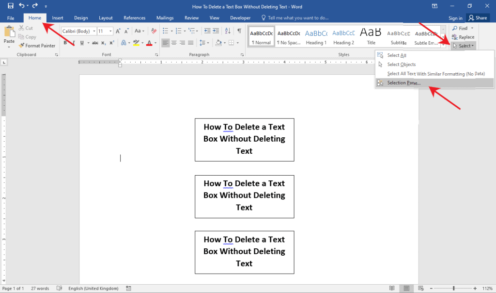 How To Delete Text Box In Word Without Deleting Text OfficeBeginner
