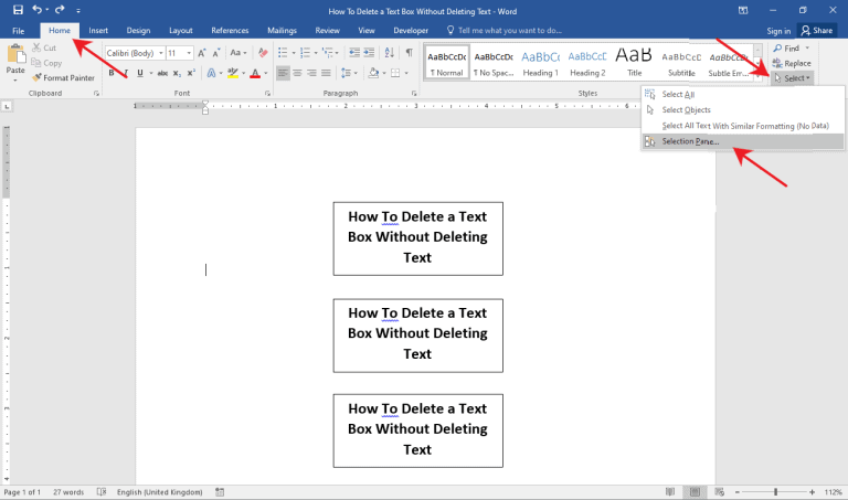 How To Delete Text Box In Word Without Deleting Text OfficeBeginner