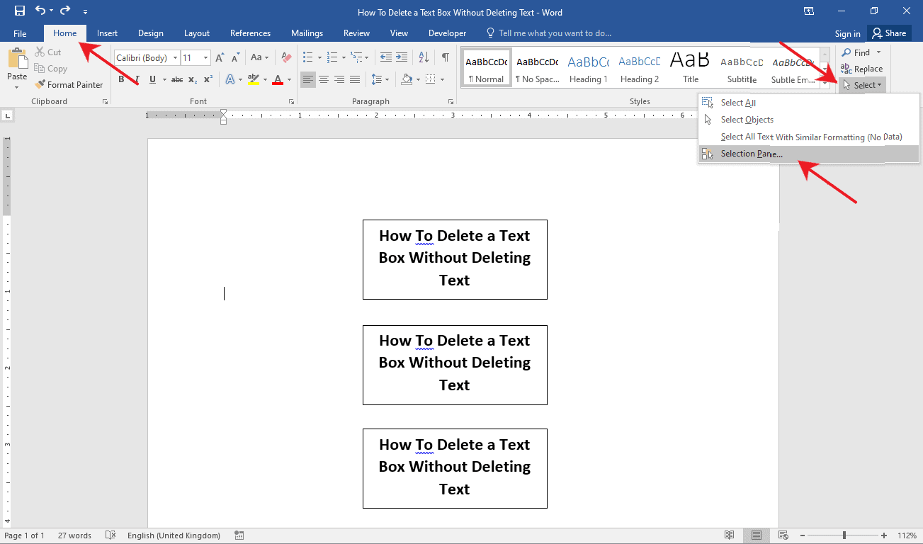 How To Delete Text Box In Word Without Deleting Text OfficeBeginner