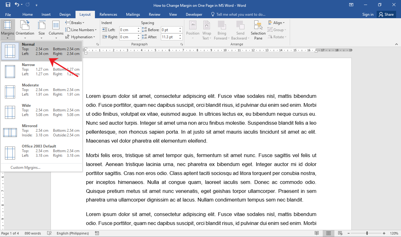 How To Create One inch Margin In MS Word OfficeBeginner How To Create One inch Margin In MS Word OfficeBeginner