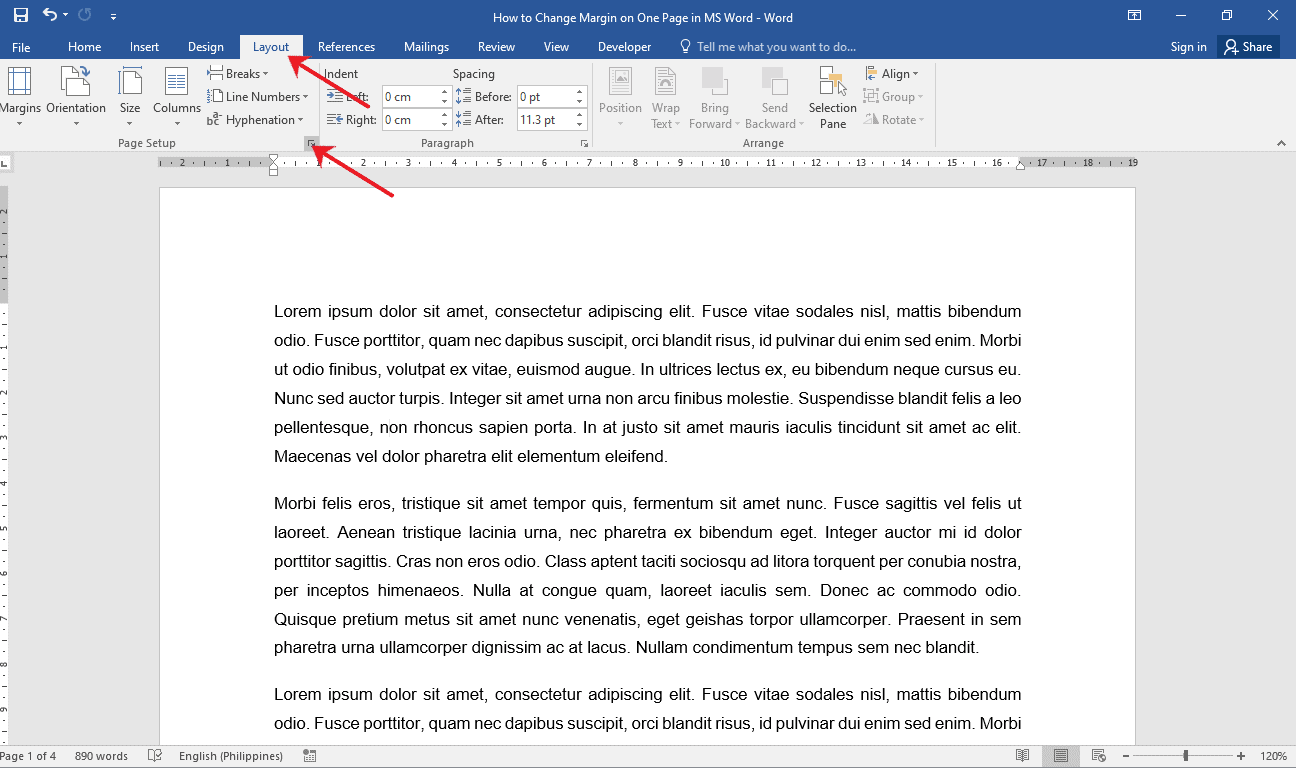 How to create one-inch margin in MS Word - OfficeBeginner